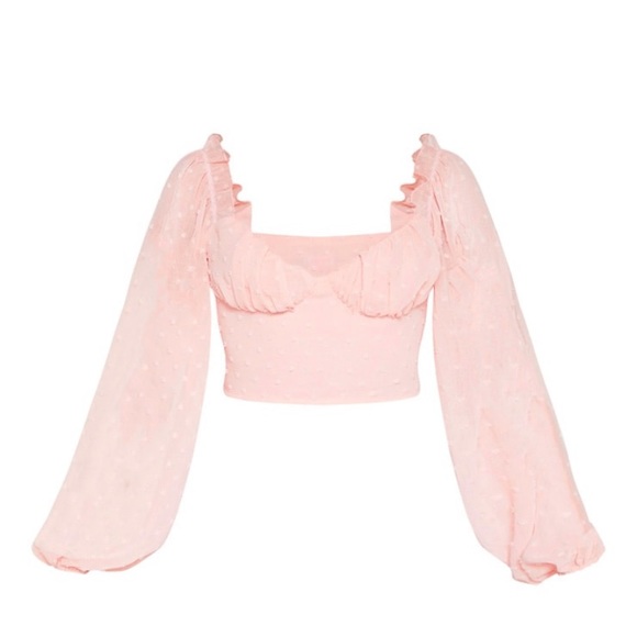 PrettyLittleThing | Tops | Never Worn Plt Pink Mesh Long Sleeve Crop ...